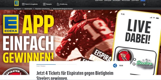 Edeka Nordbayern - 1x4 VIP Tickets für das Spiel Eispiraten gegen die ...
