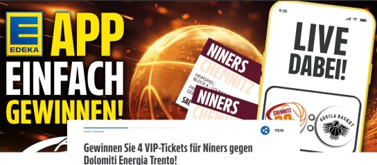 Edeka - 1x4 VIP Tickets für ein Heimspiel der Niners Chemnitz gegen ...