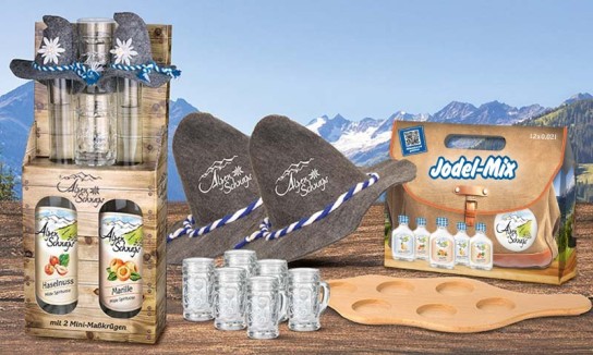 alpenschnaps - monatlich 1 von 10 "Hütten-Packerl"inkl. 2 x Filzhut, 1 ...