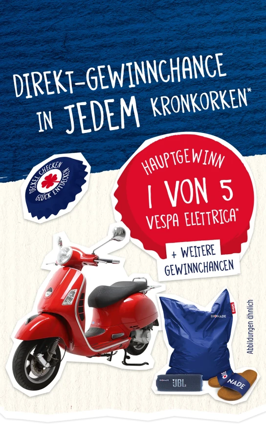 BIONADE - 5x 1 Motorroller der Marke „Vespa"Sofortgewinne: 15x JBL Box ...